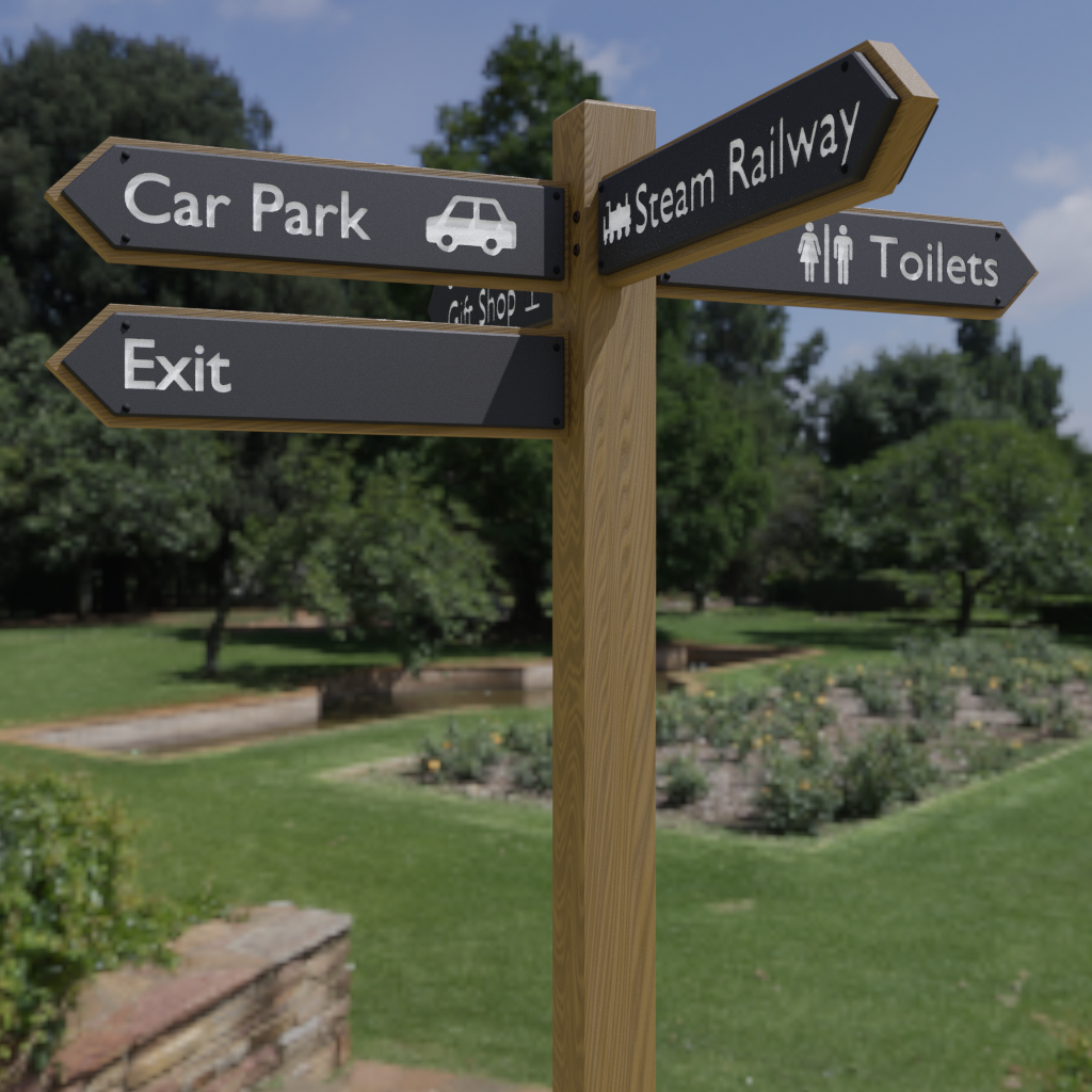 Solid Oak Wayfinding Sign - with Welsh Slate Detail | Street Signs Direct