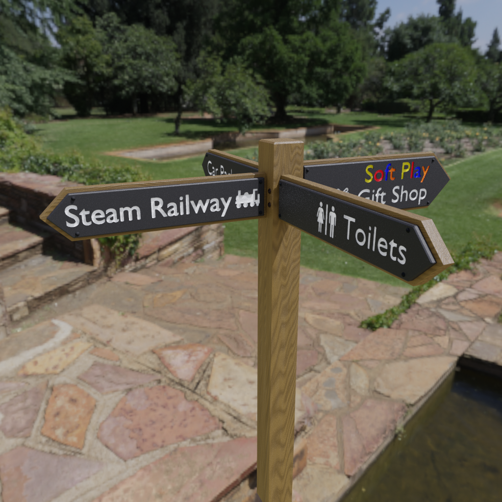 Solid Oak Wayfinding Sign - with Welsh Slate Detail | Street Signs Direct